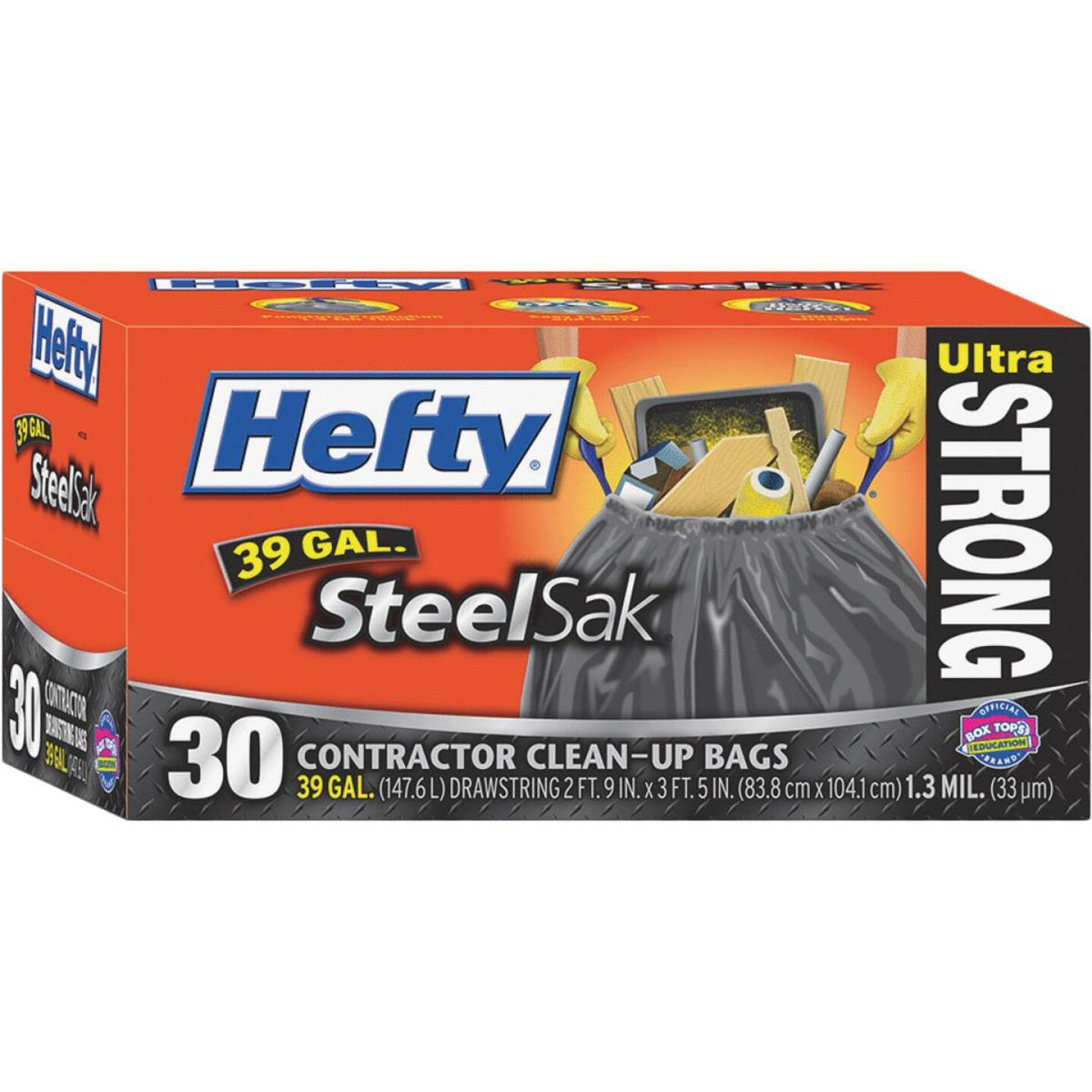 Hefty Steel Sak 39 Gal. Heavy Duty Black Trash Bag (30-Count ...